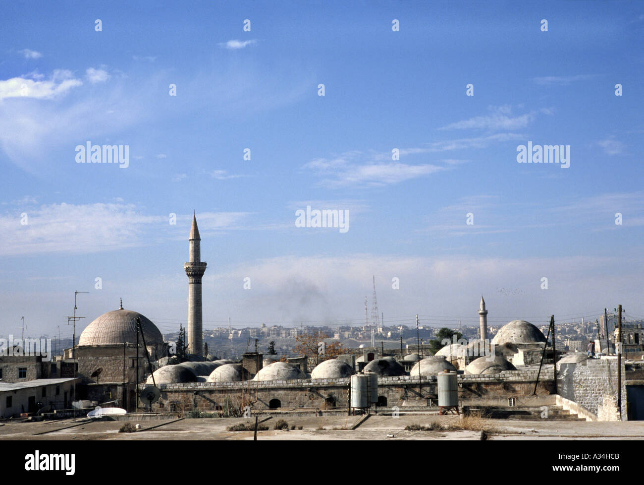 Domes and Minarets dominate the Aleppo skyline Syria Stock Photo - Alamy