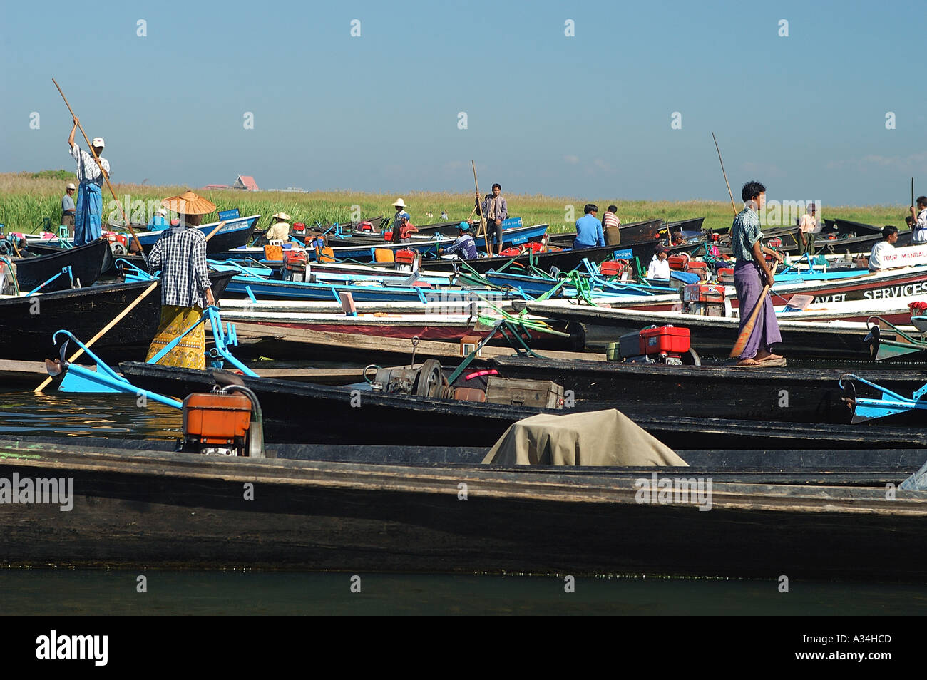 boats at 5 day market Inle Lake Burma Myanmar Stock Photo - Alamy