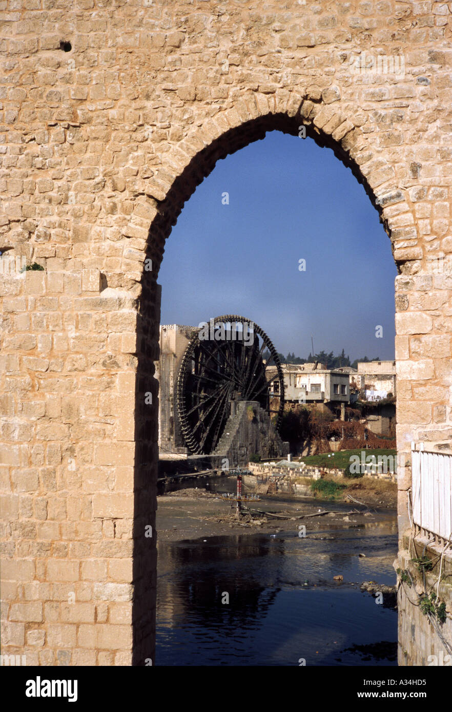 View of an ancient water wheel at Hama Syria Stock Photo - Alamy