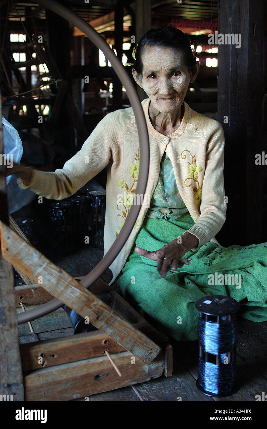 weaving factory Inle Lake Burma Myanmar Stock Photo - Alamy