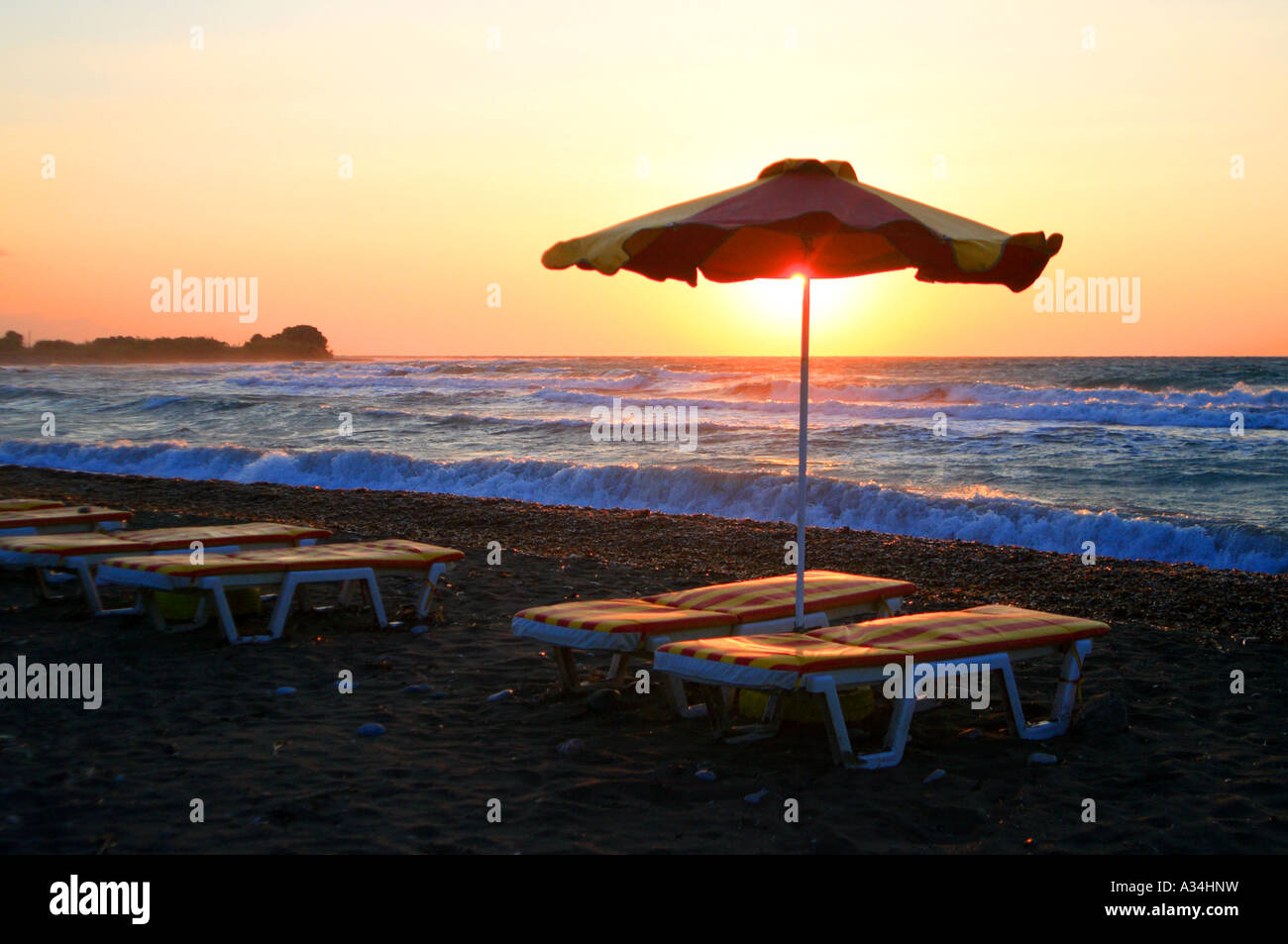 sunset at the sea, Greece, Rhodes Stock Photo - Alamy