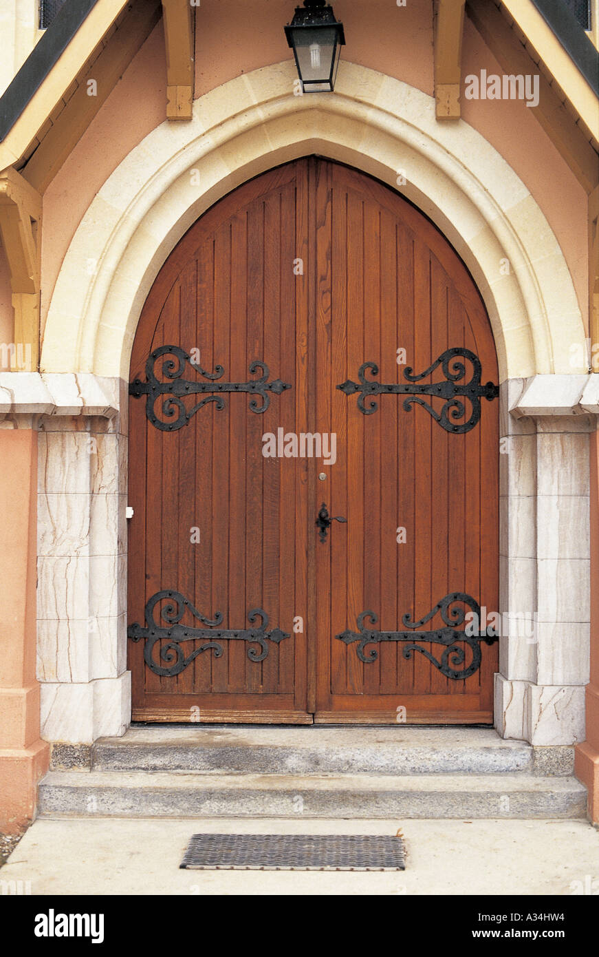 The gate of a small church, closed Stock Photo - Alamy