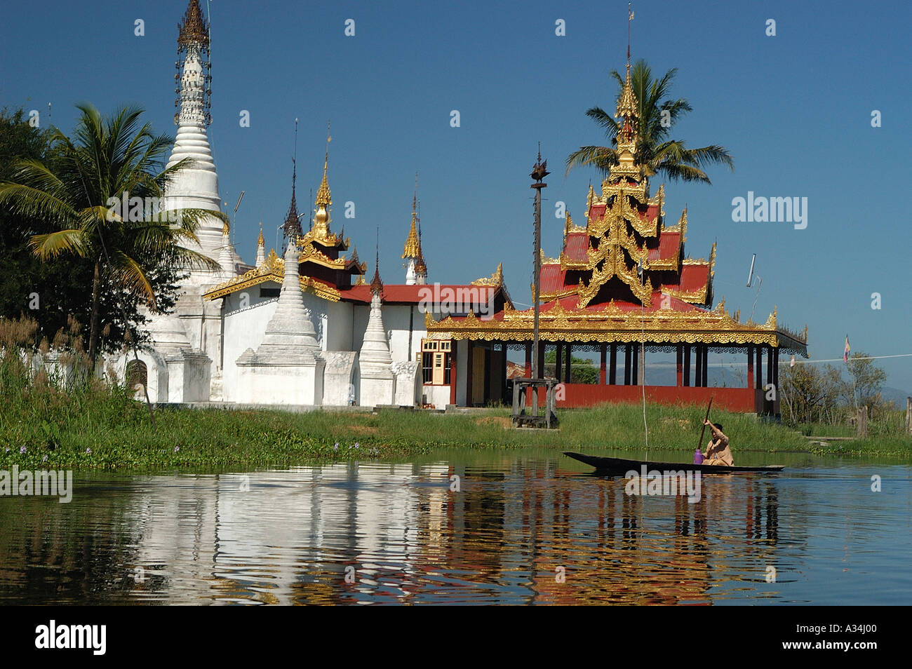 waterside temple Inle Lake Burma Myanmar Stock Photo - Alamy