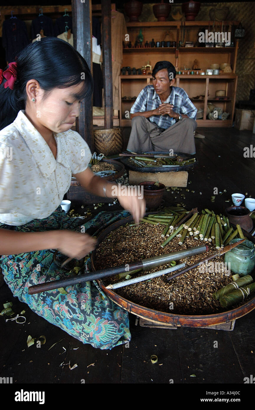 cigar makers factory Inle Lake Burma Myanmar Stock Photo - Alamy