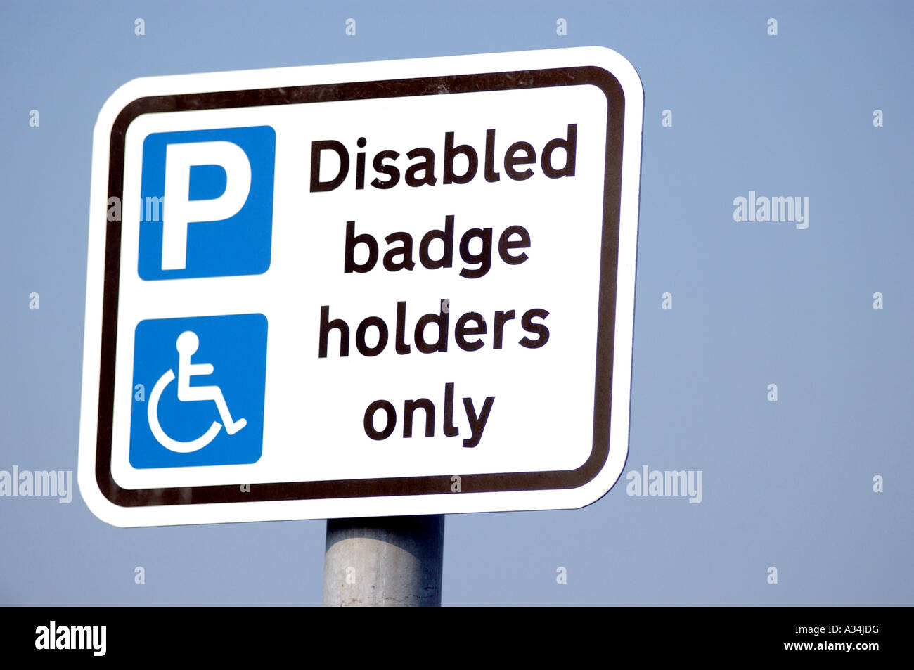 British royalty free photograph of UK disabled badge holders only sign ...