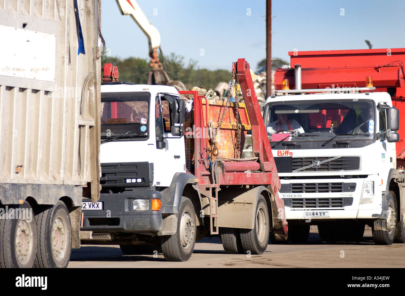 Royalty free photograph of lorries arriving at UK landfill site in ...