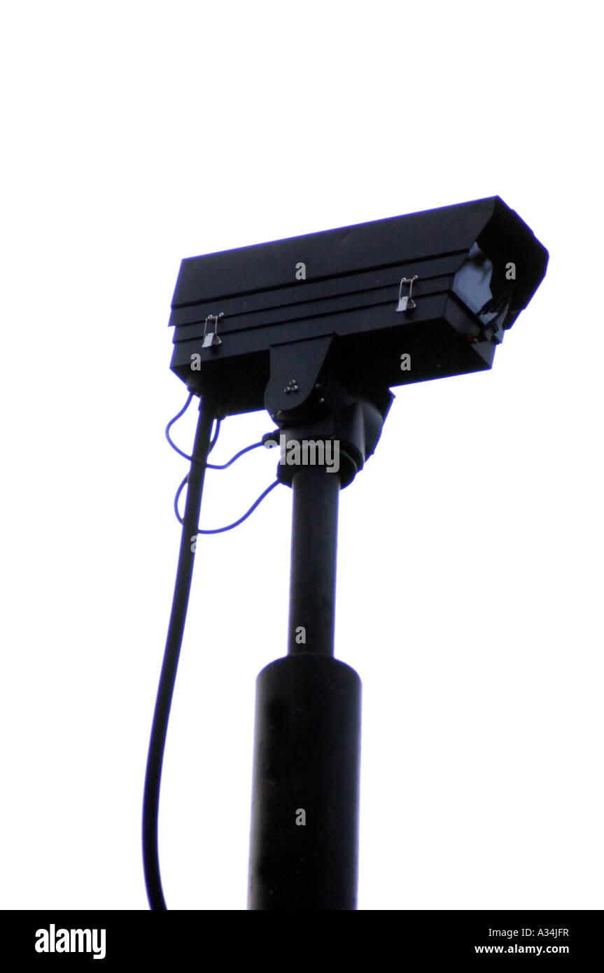 Royalty free photograph of British cctv camera in town centre and ...