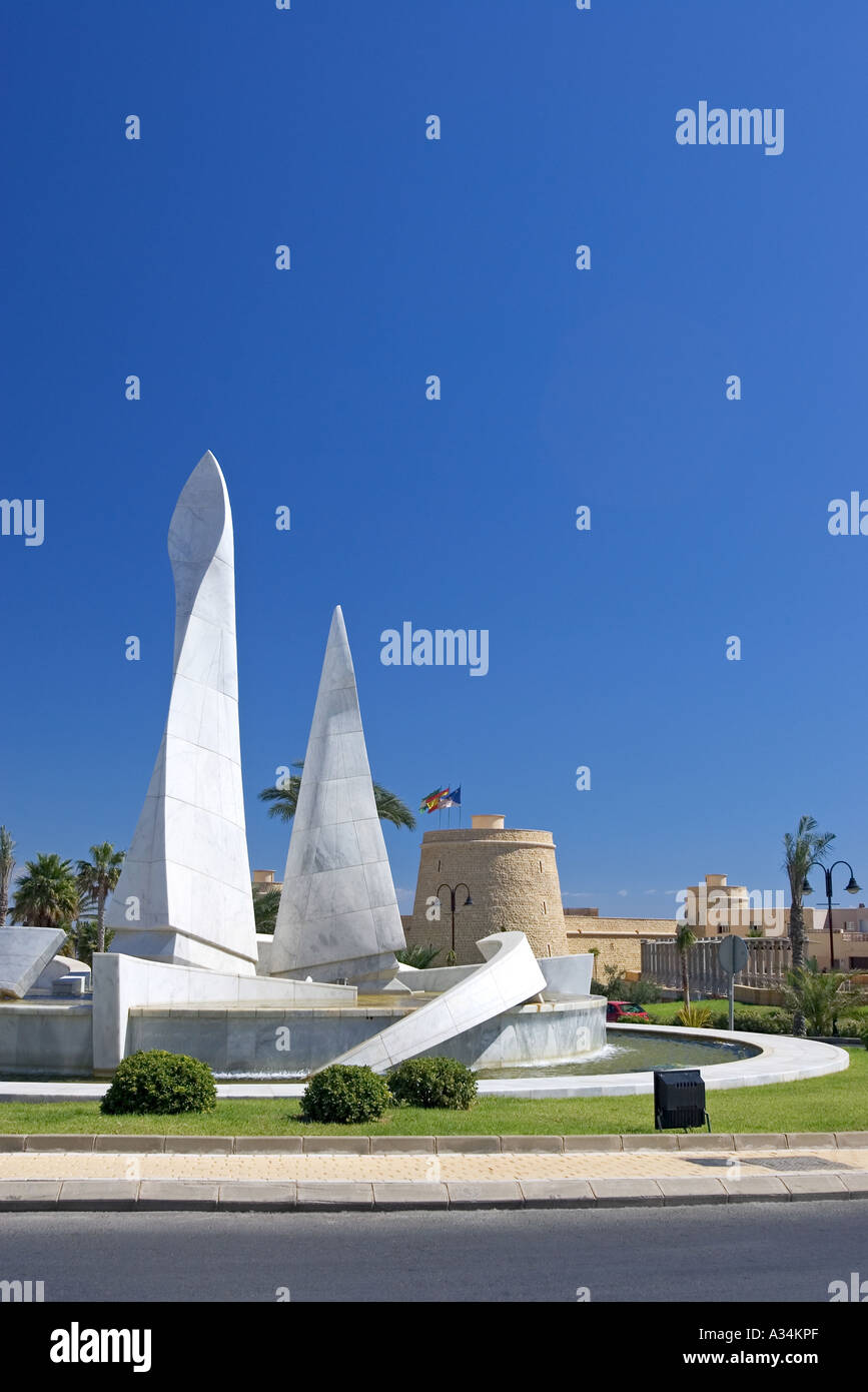 Architecture on roundabout at Roquetas del Mar in Spain Stock Photo - Alamy