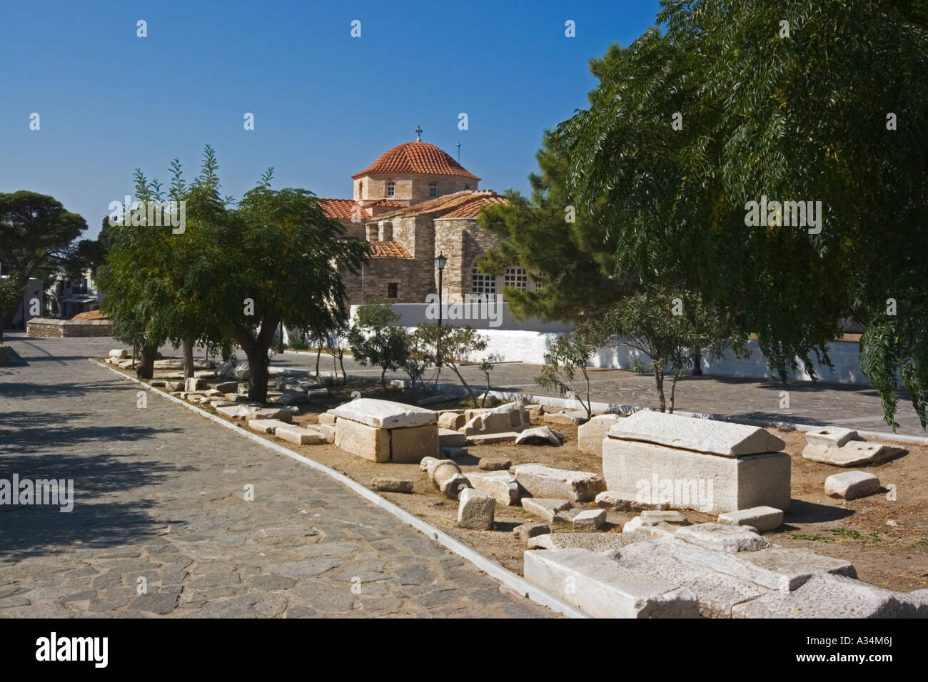 Greek Island Paros Parikia Paros ancient cemetary with church of 100 ...