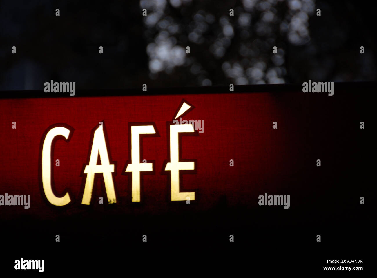 Lighted sign on a restaurant canopy Stock Photo - Alamy