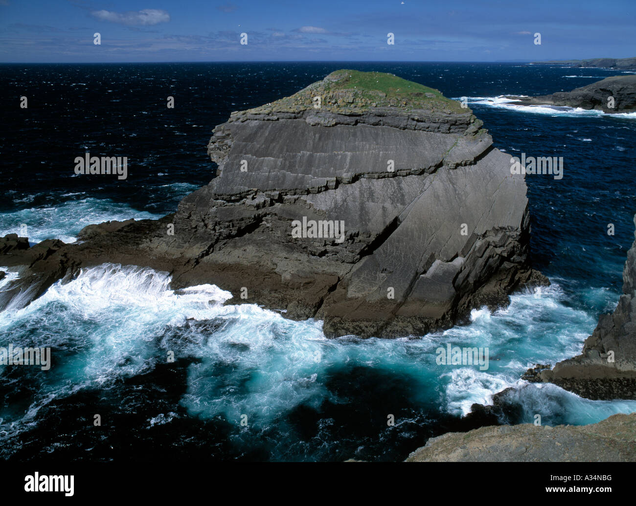 ireland, county clare, kilkee loop head large sea stack on irish ...