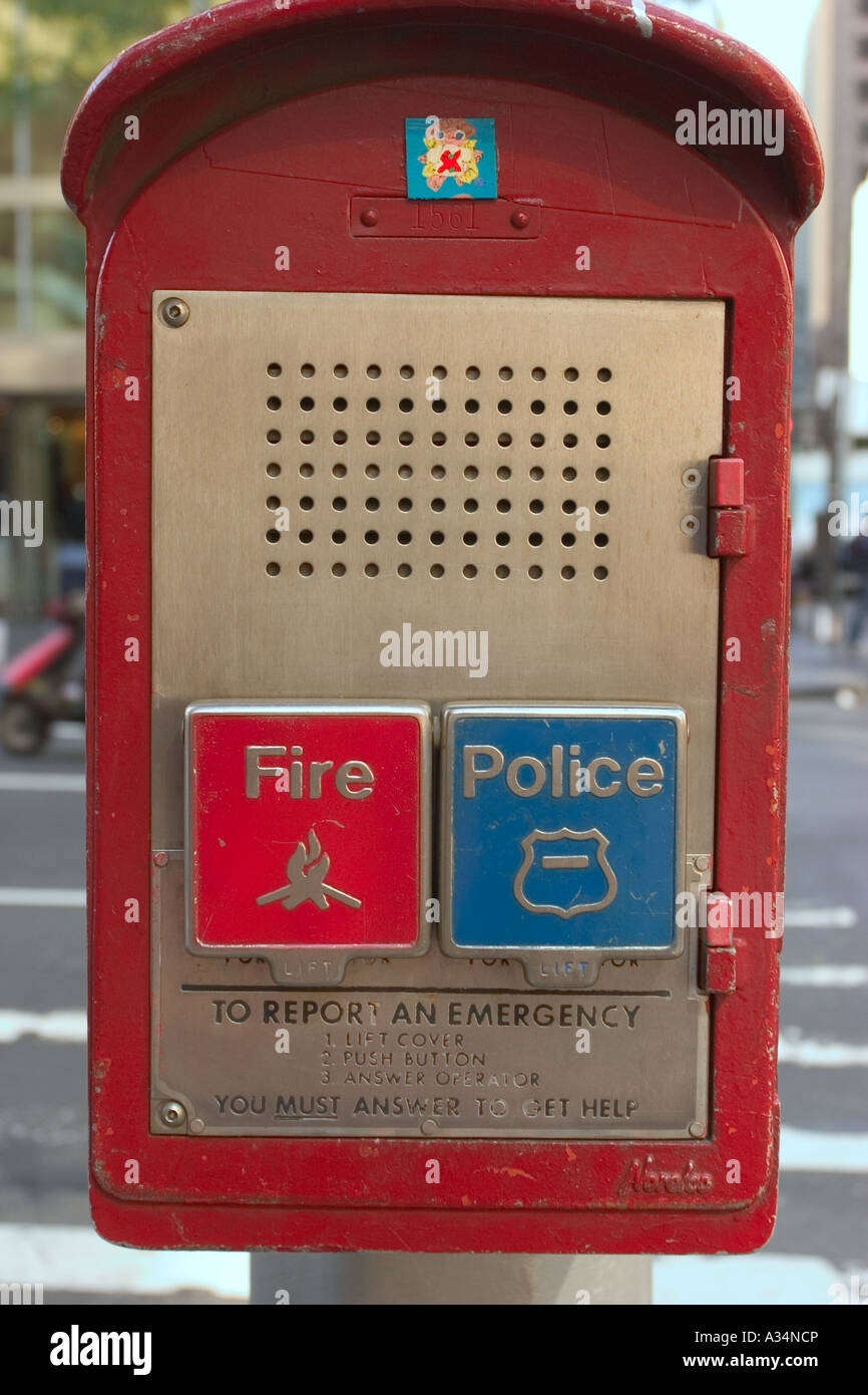 fire call center in street in new york manhattan usa Stock Photo - Alamy
