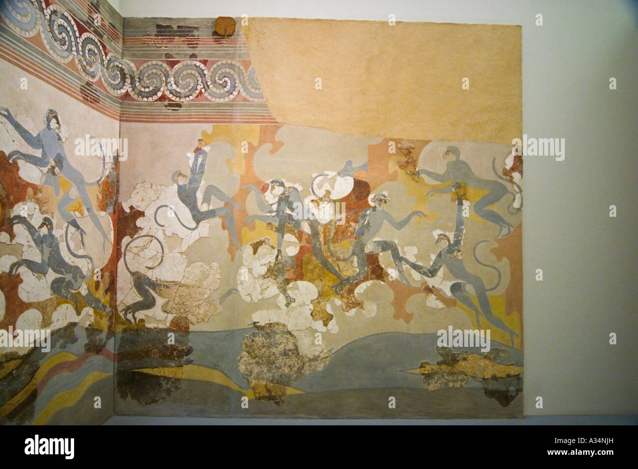 Greek Island Santorini Museum of Prehistoric Thira Wallpainting of the ...