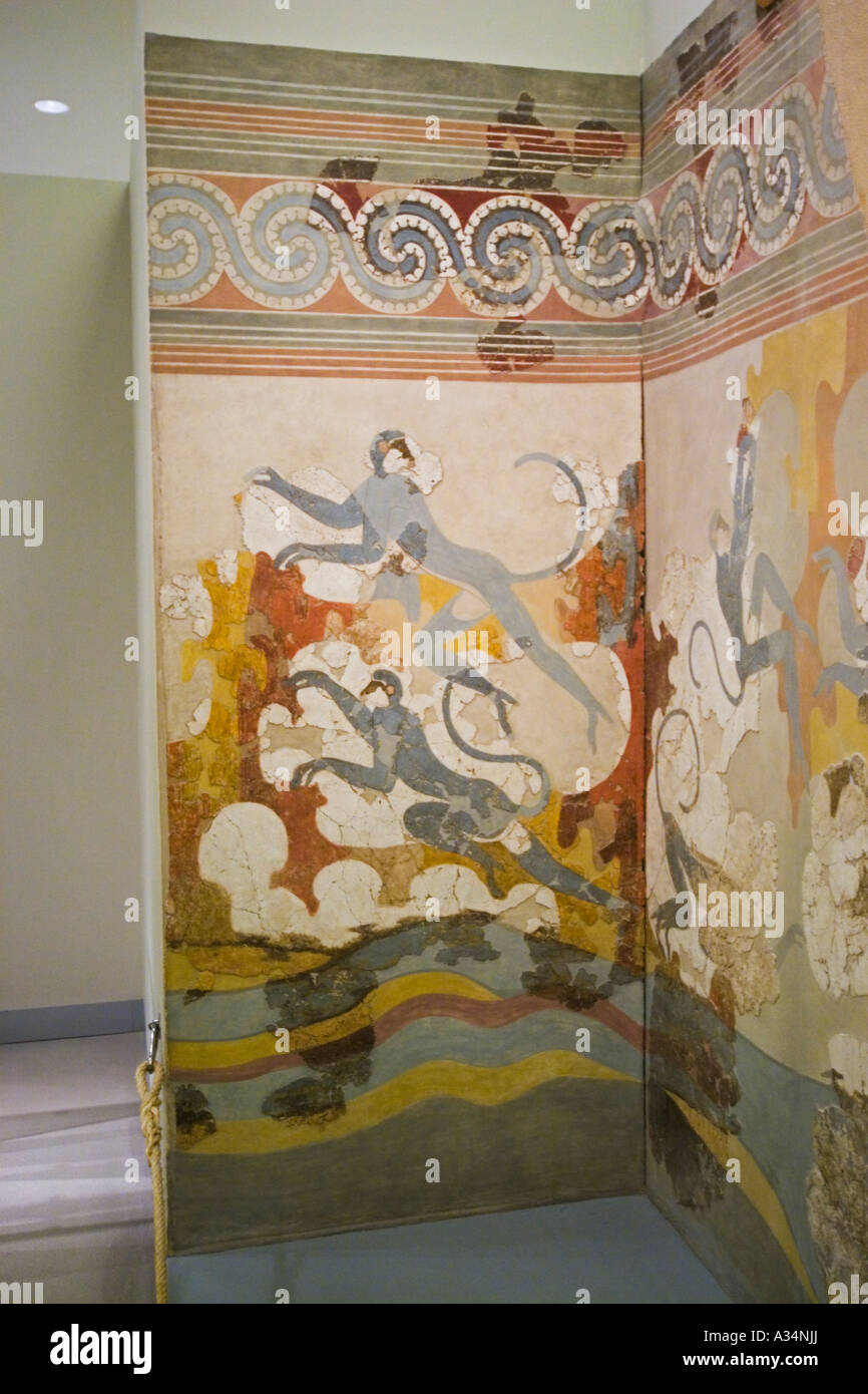 Greek Island Santorini Museum of Prehistoric Thira Wallpainting of the ...