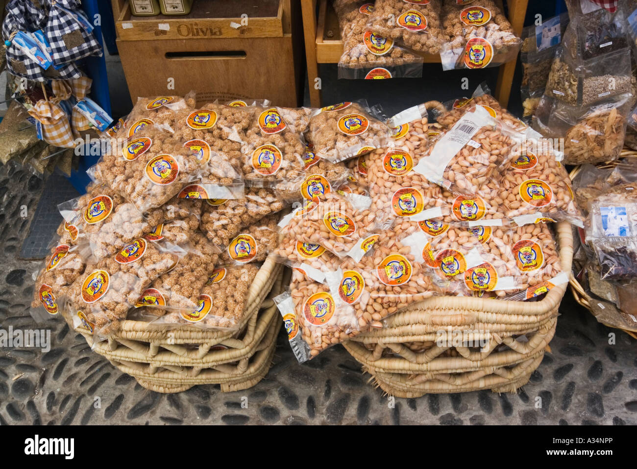 Greek Island Santorini Ia Oia nuts for sale Stock Photo - Alamy