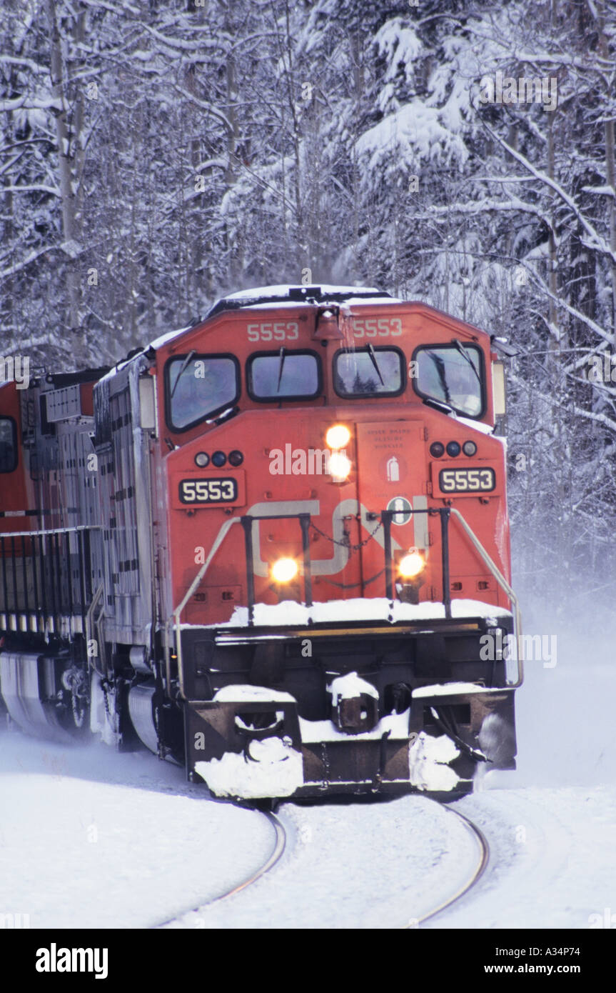 Locomotive in winter Smithers British Columbia Canada Stock Photo - Alamy