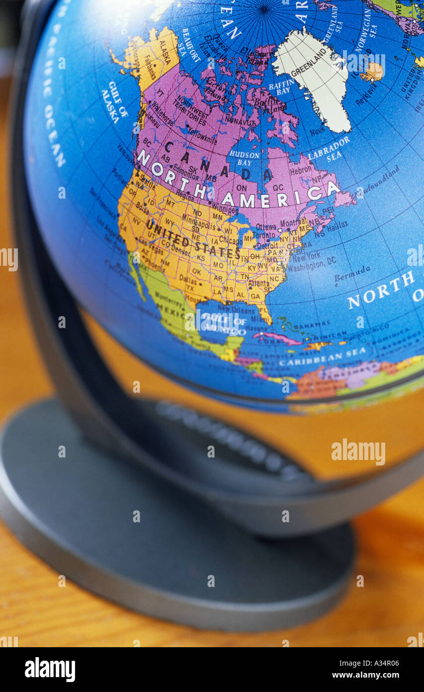 Concept image of globe showing North America Stock Photo - Alamy