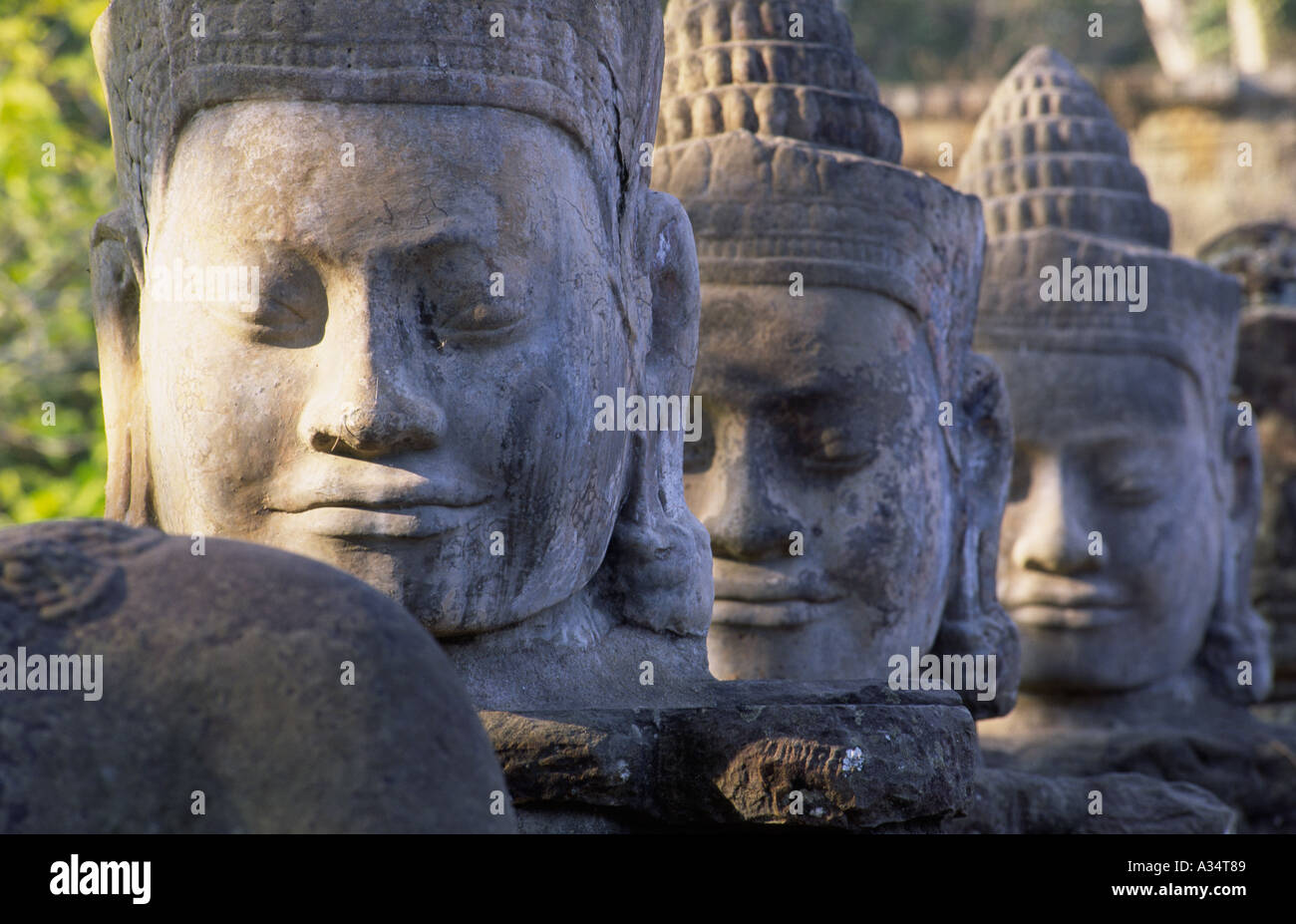 Statues of gods at the entrance to Angkor Thom Angkor Wat Cambodia ...