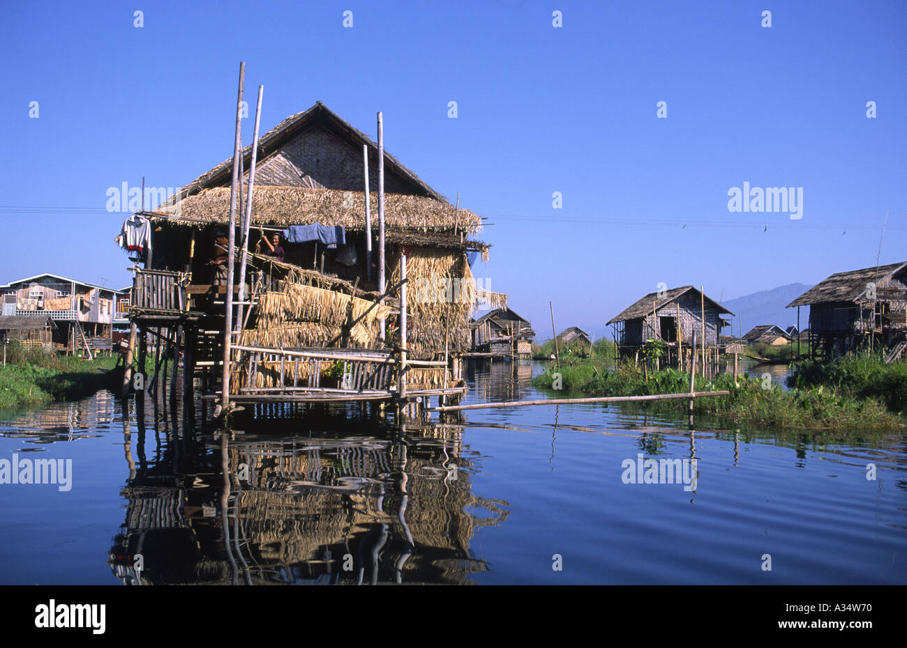 Village homes sitting on stilts Inle Lake Shan State Myanmar Stock ...