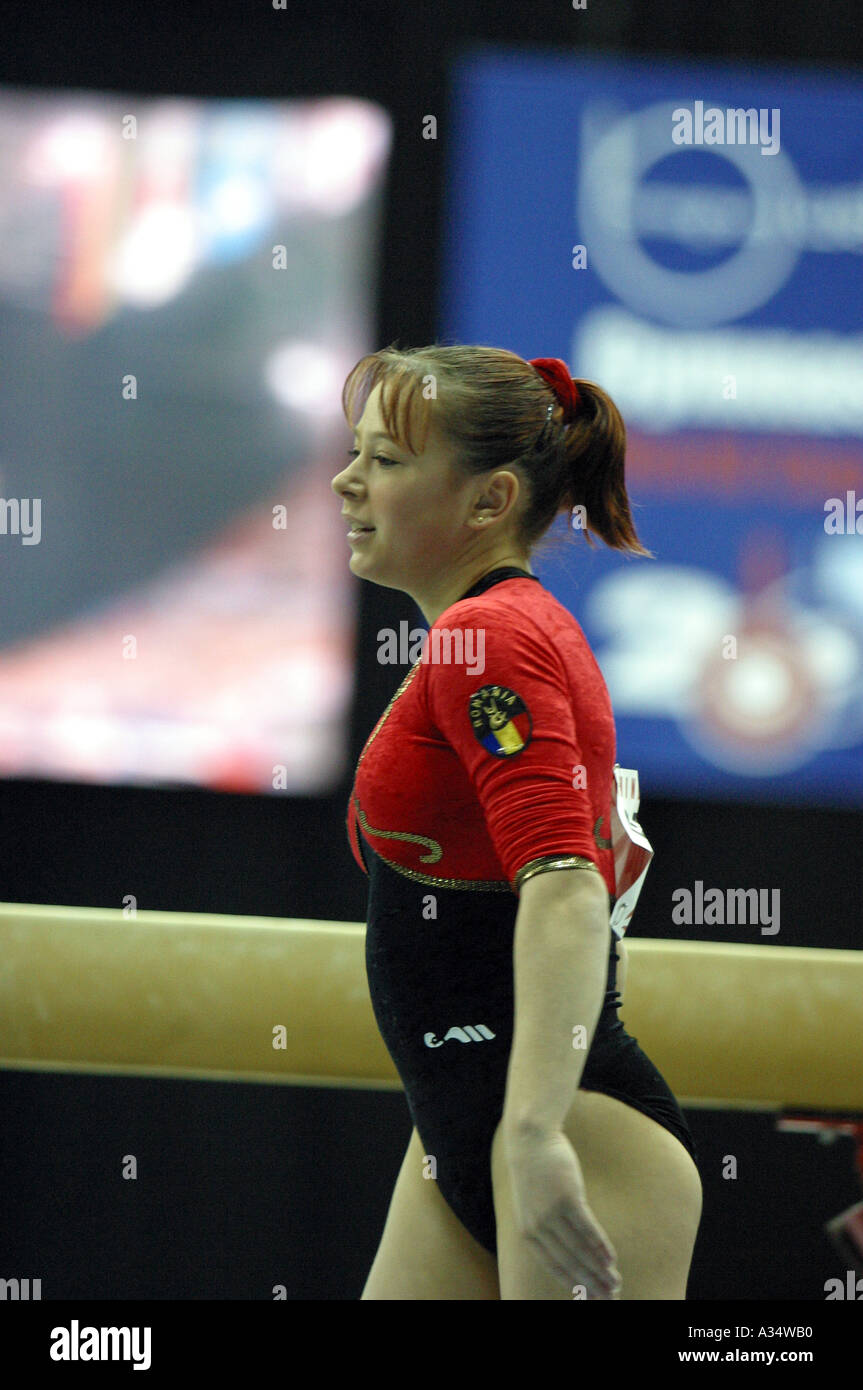 alexandra georgiana eremia romanian female gymnast about to start beam ...