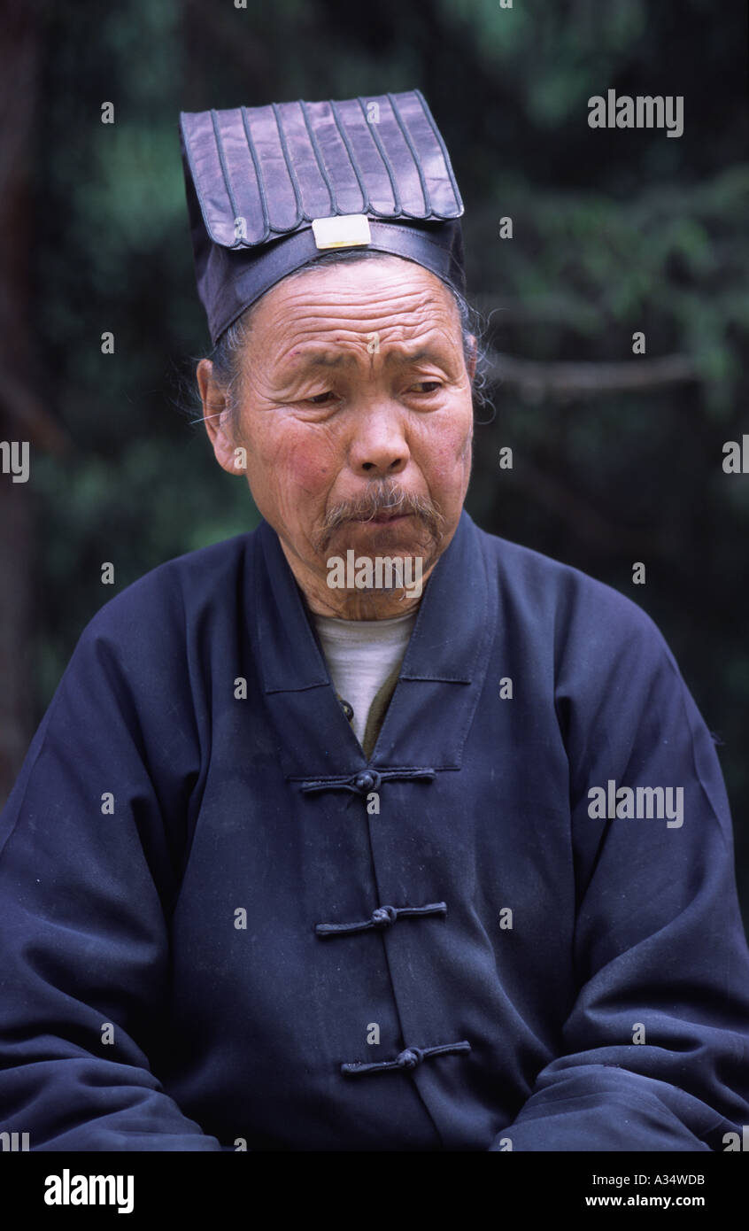 Elderly man at Heavenly Lake (Tianchi) near Urumqi Xinjiang Province ...