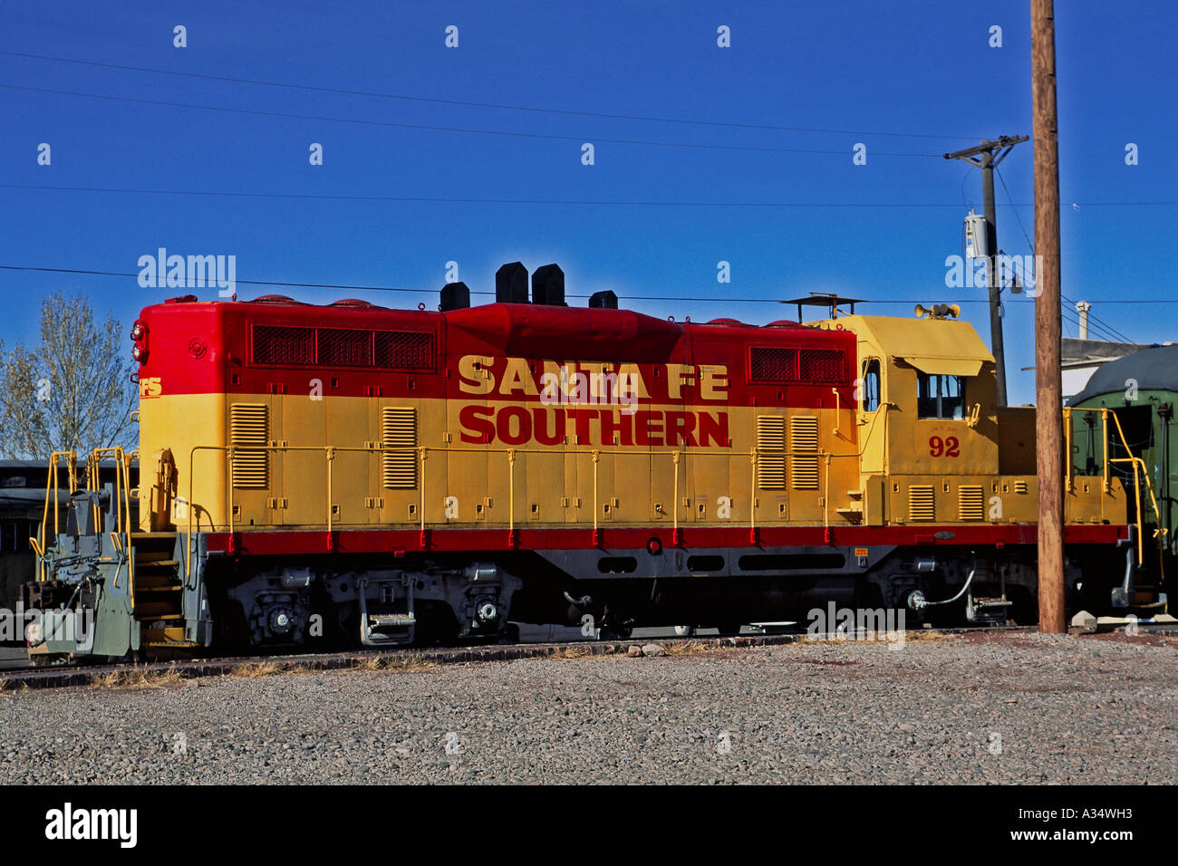 Sante Fe Southern Railway locomotive at railroad station, Sante Fe, New ...
