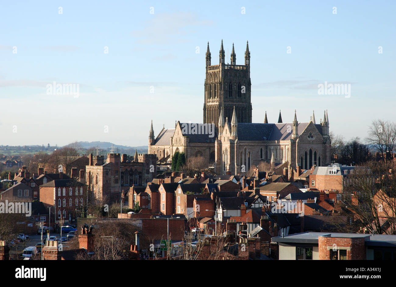Worcester Cathedral seen from Fort Royal Park, Worcester ...