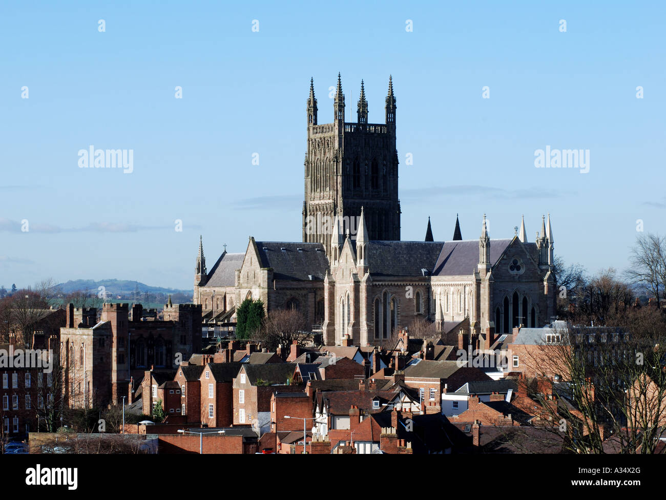 Worcester Cathedral seen from Fort Royal Park, Worcester ...