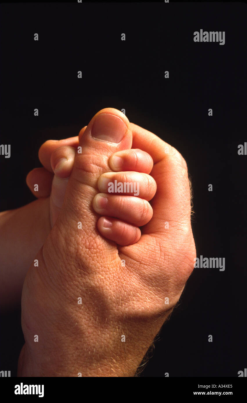 Adult hand holding childs hand Stock Photo - Alamy
