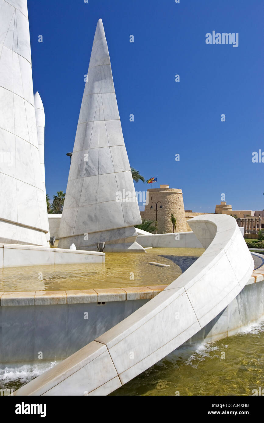Architecture on roundabout at Roquetas del Mar in Spain Stock Photo - Alamy