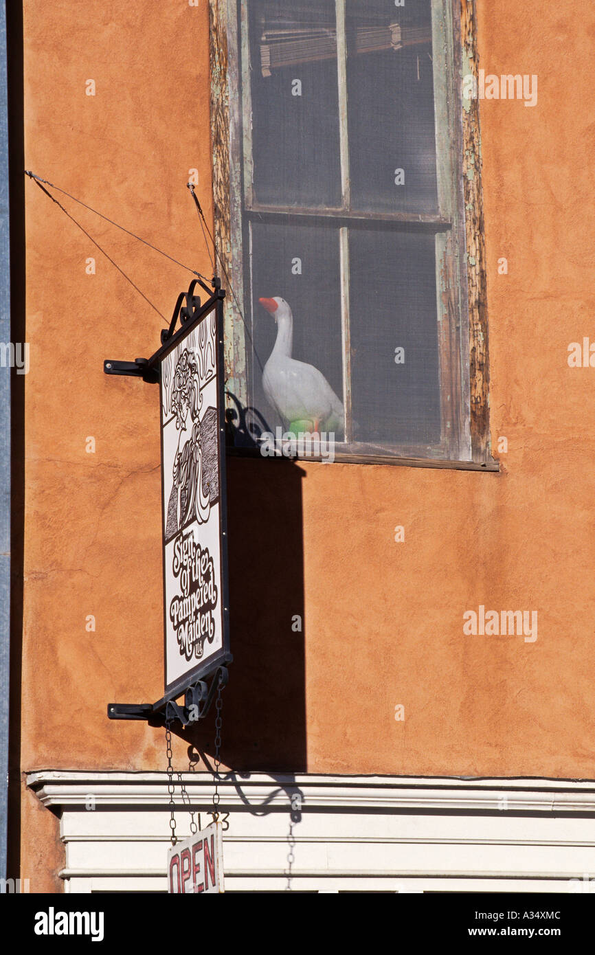 Goose in window above shop entrance Santa Fe New Mexico Stock Photo - Alamy