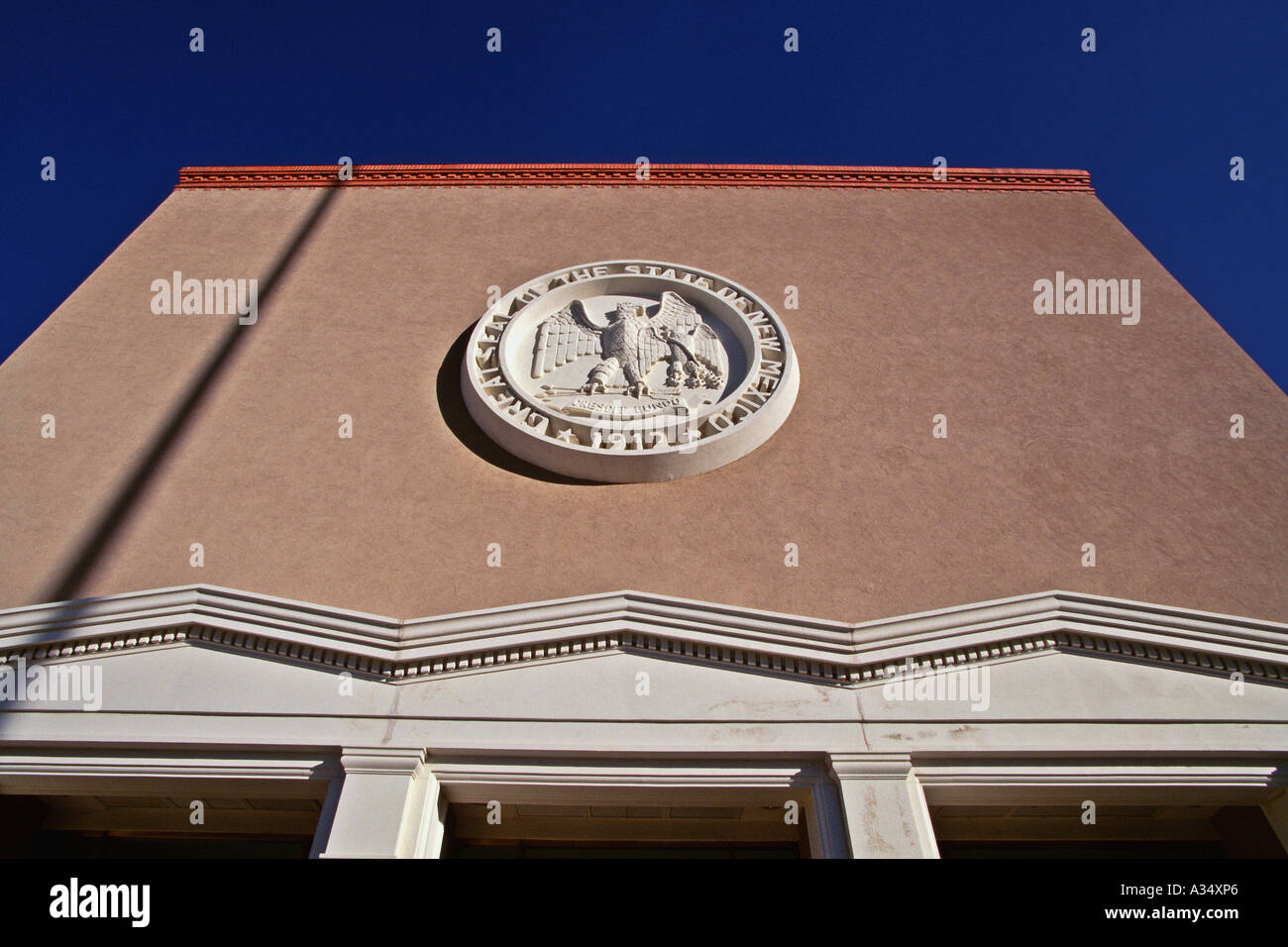 Great Seal of the State of New Mexico above the front entrance to the ...