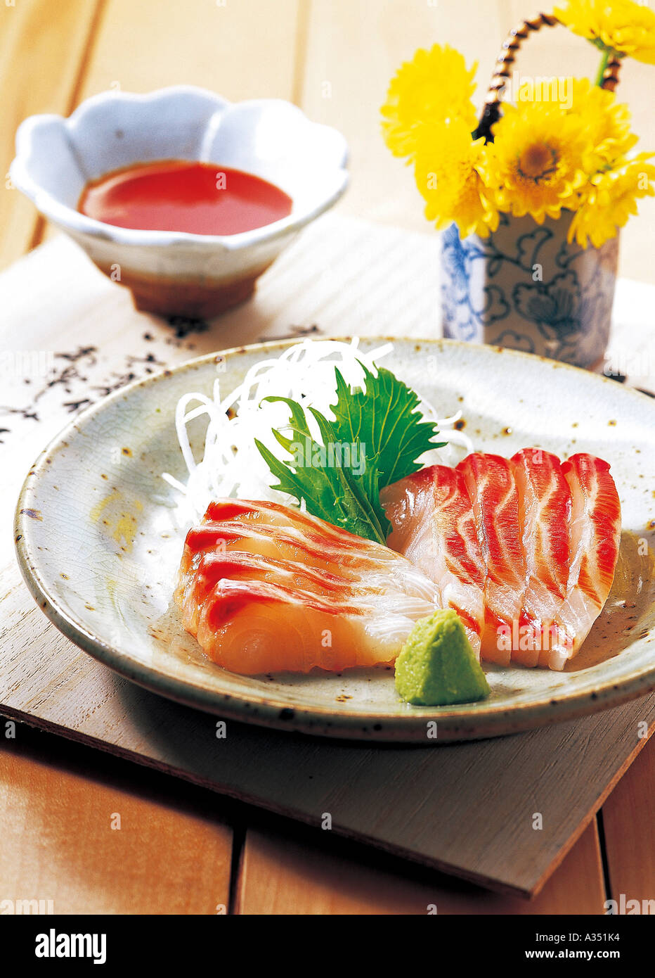 A closed view on a serve of sashimi Stock Photo - Alamy
