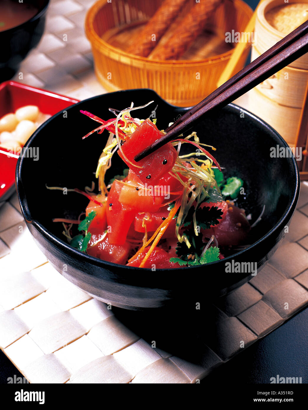 A closed view on a serve of sashimi Stock Photo - Alamy
