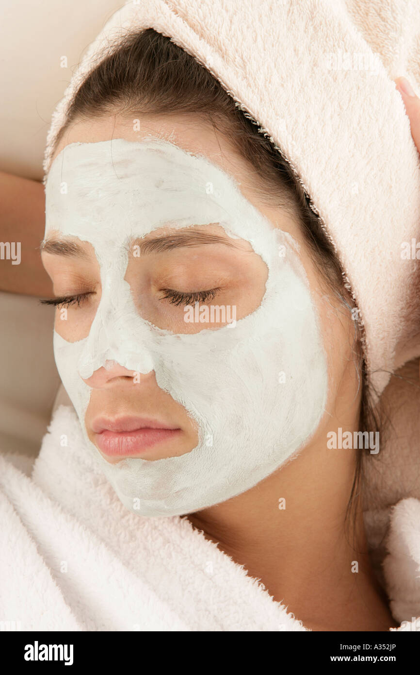 Woman with closed eyes wearing facial mask Stock Photo - Alamy