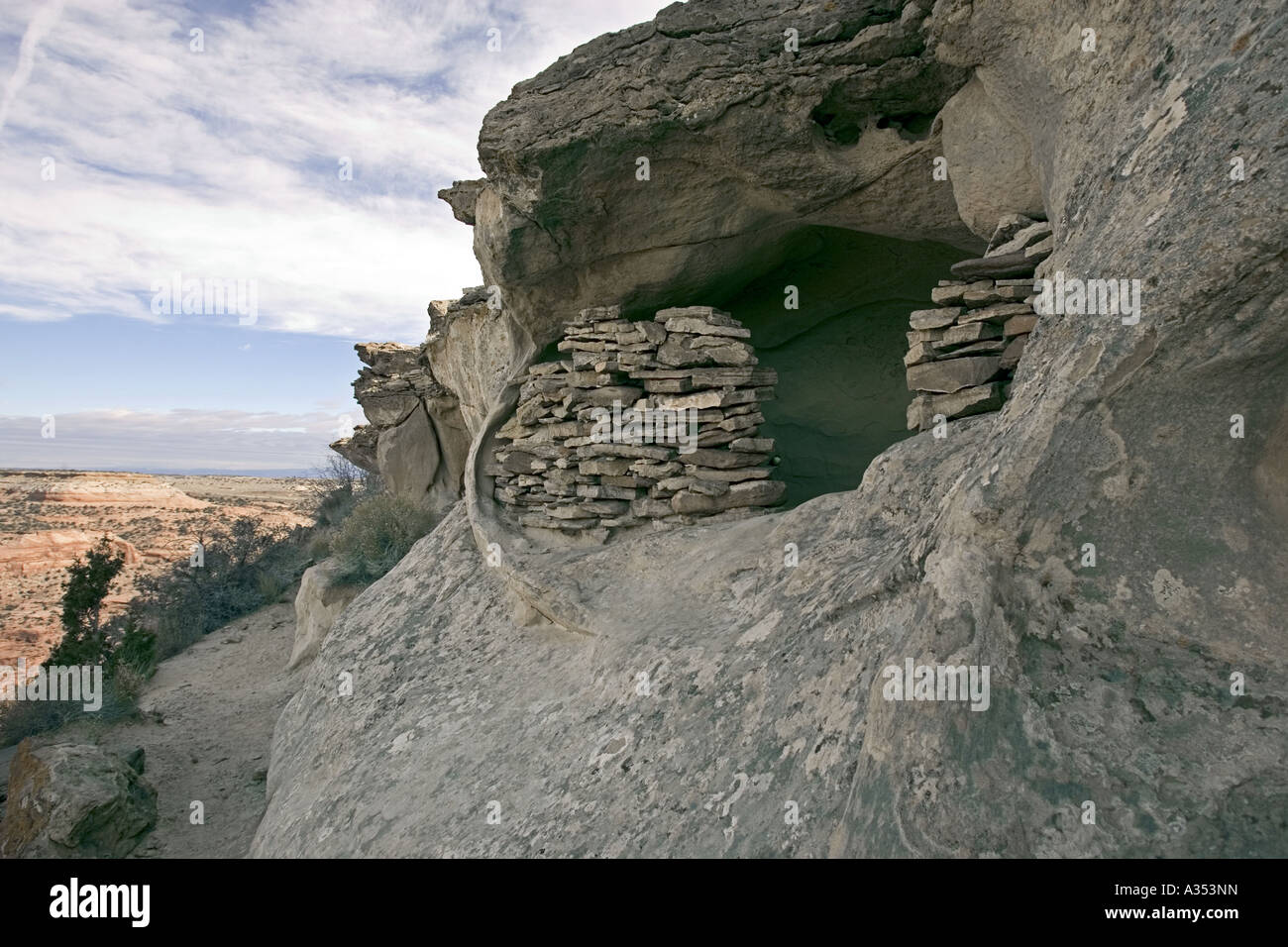 Anasazi granary on Aztec Butte in Canyonlands National Park Utah Stock ...