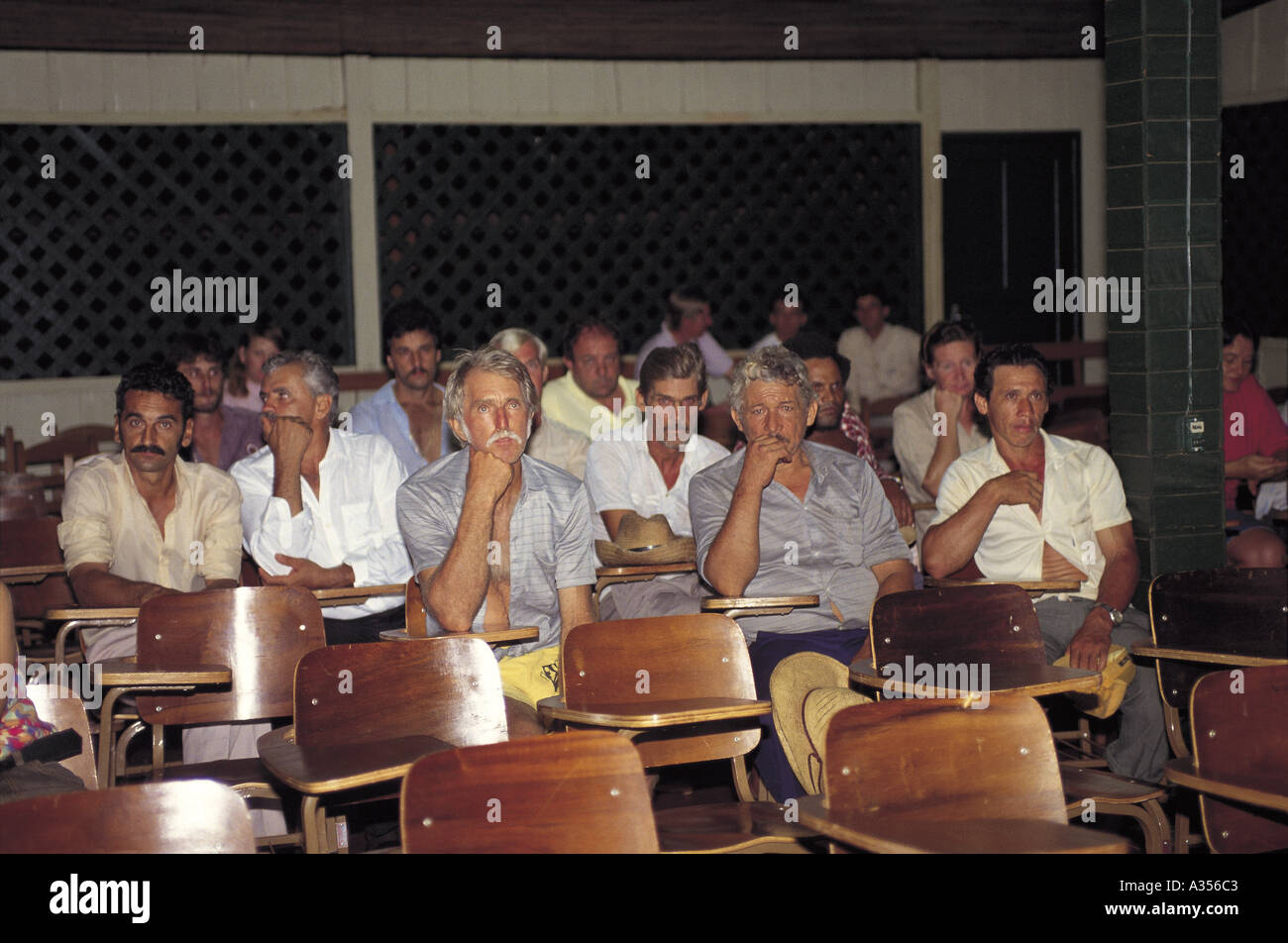 Juruena Amazon Brazil Group of settler men in a community hall ...