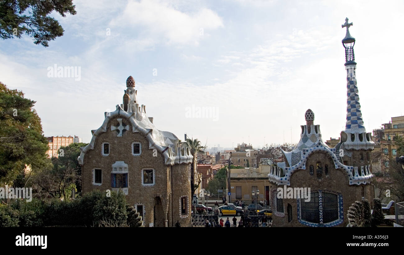 The Gaudi Museum at the entrance to Parc Guell Barcelona Spain One of ...