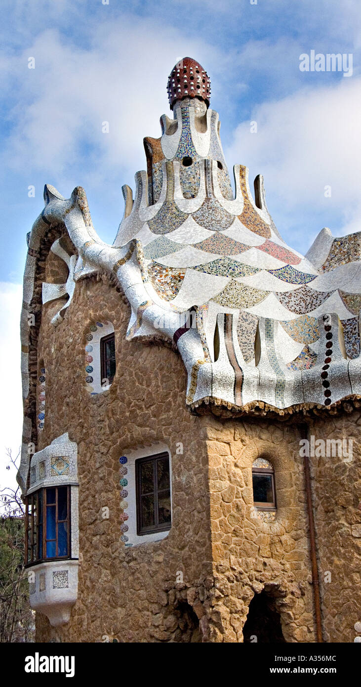 The Gaudi Museum at the entrance to Parc Guell Barcelona Spain One of ...