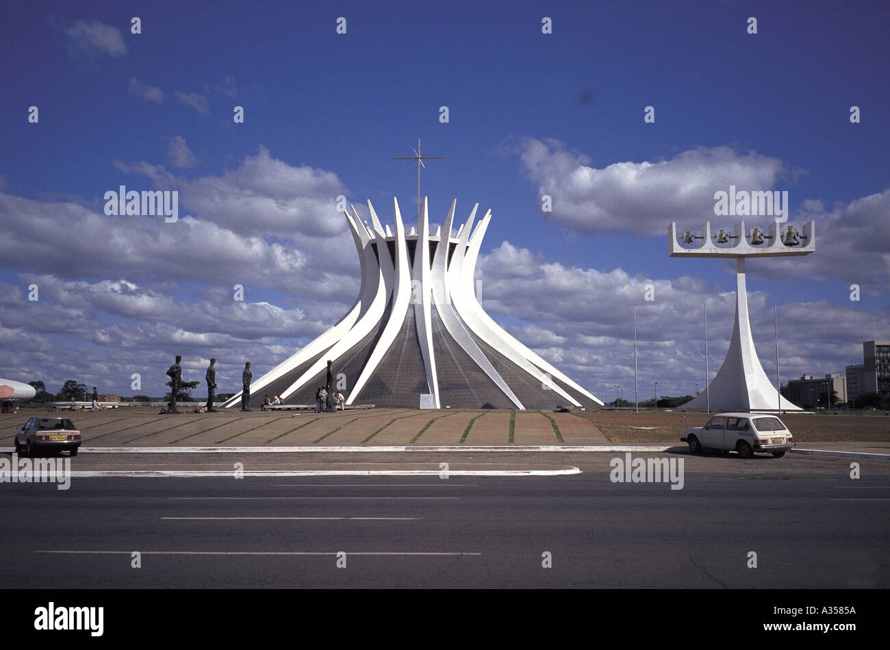 Brasilia Brazil Cathedral by Oscar Niemeyer architect with bell tower ...