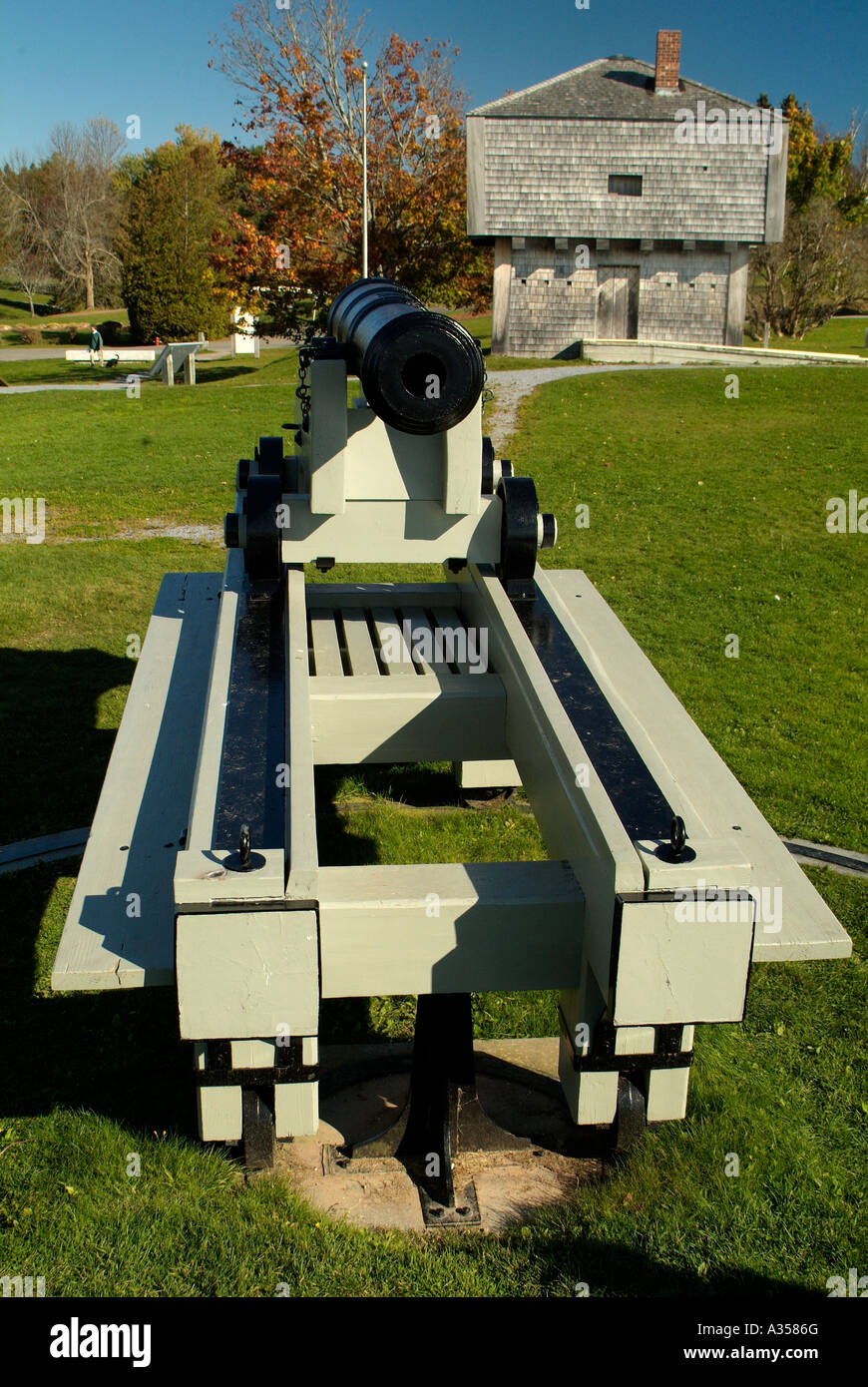 A cannon on display by the british blockhouse in St. Andrews, New ...