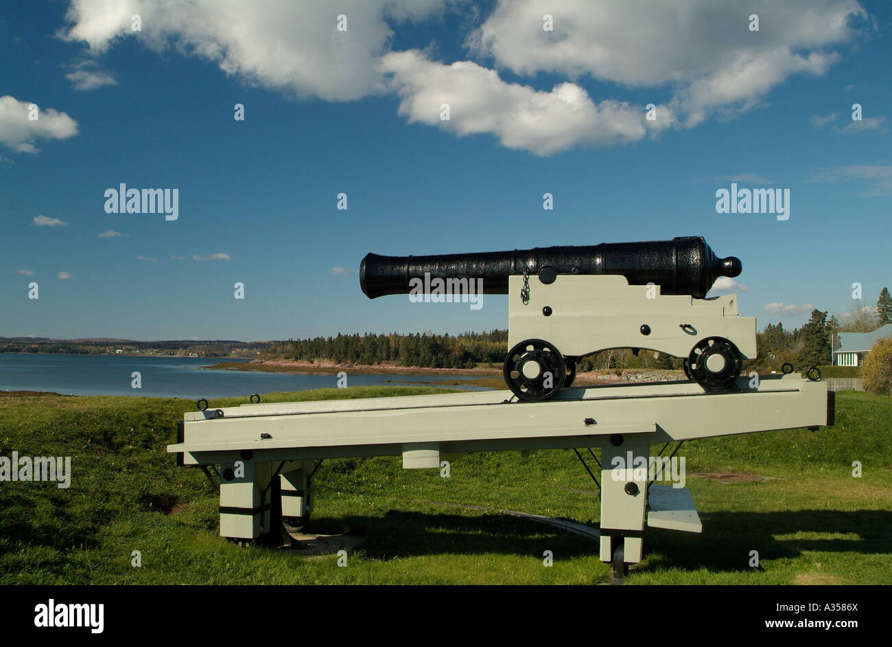 A cannon on display by the british blockhouse in St. Andrews, New ...