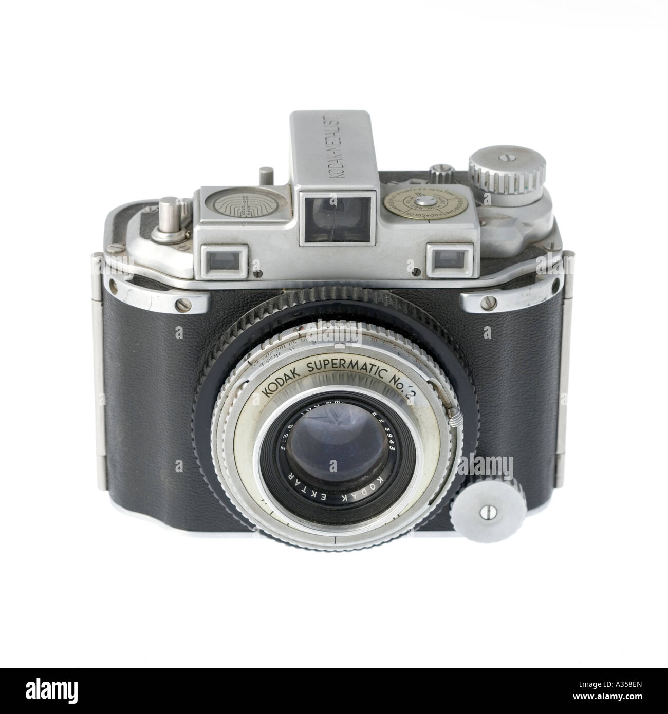 Antique camera on white background Stock Photo - Alamy