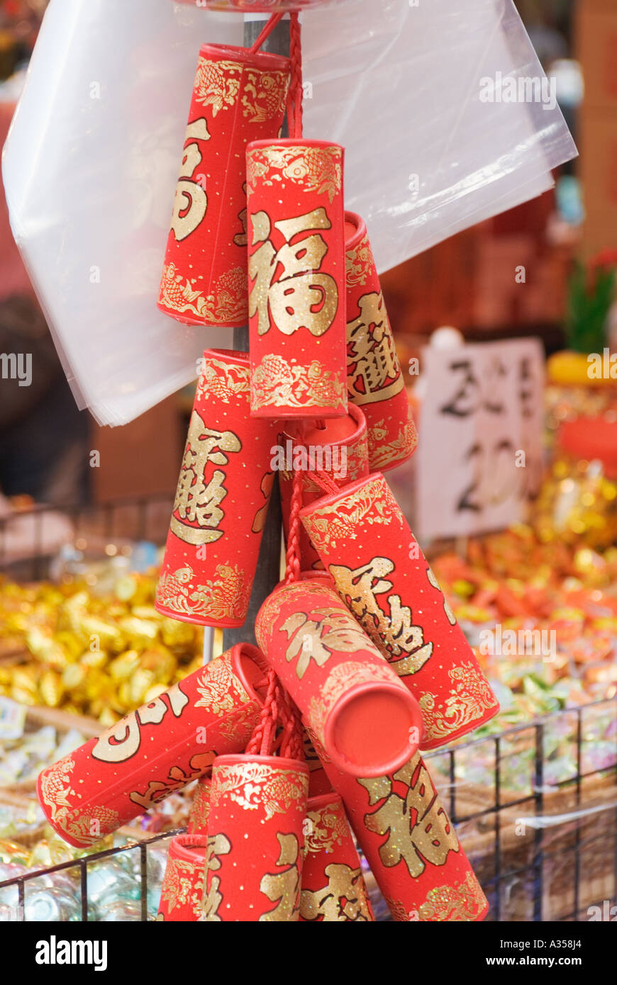 Chinese New Year Paper Fireworks Firecrackers Traditional Market Taiwan ...