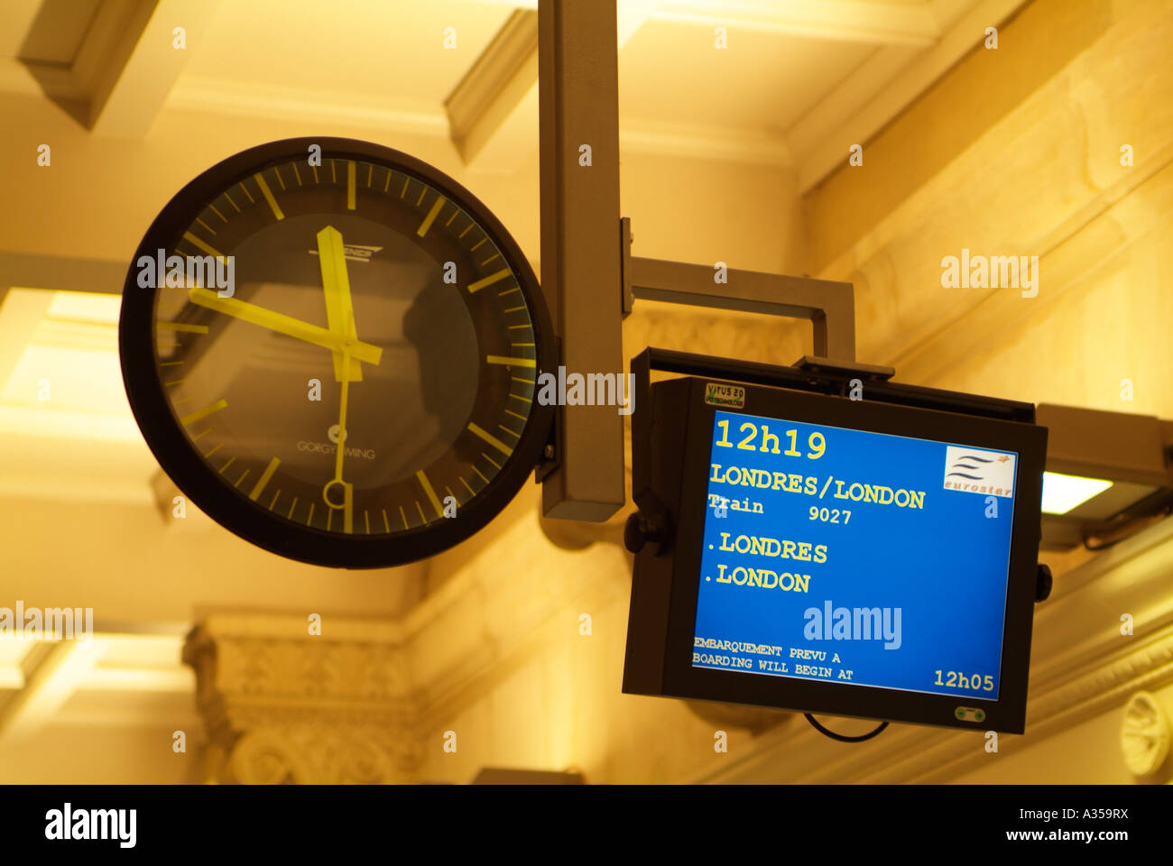 The schedule screen at the eurorail station Stock Photo - Alamy