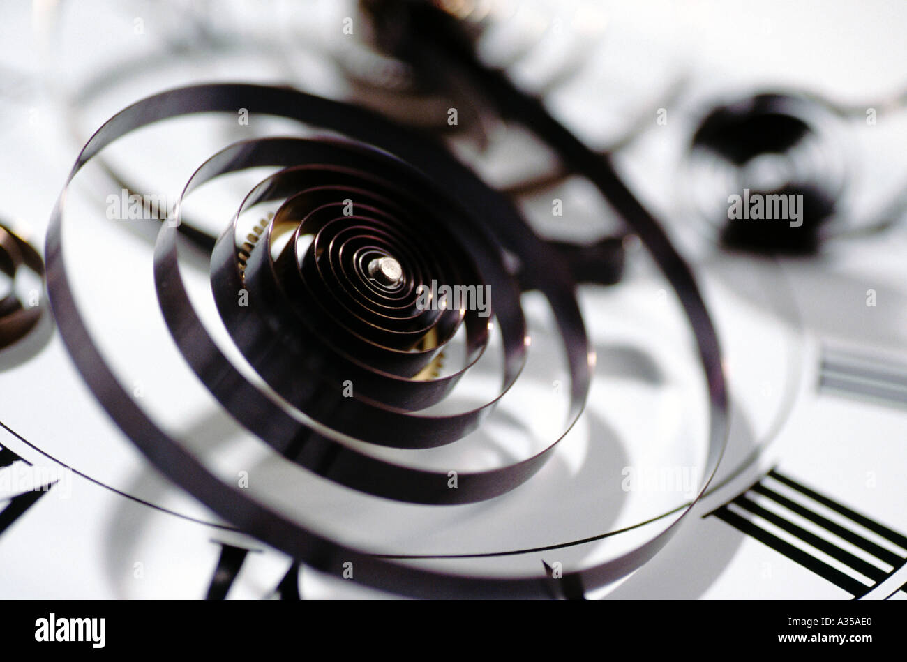 Clock face and clockwork springs Stock Photo - Alamy