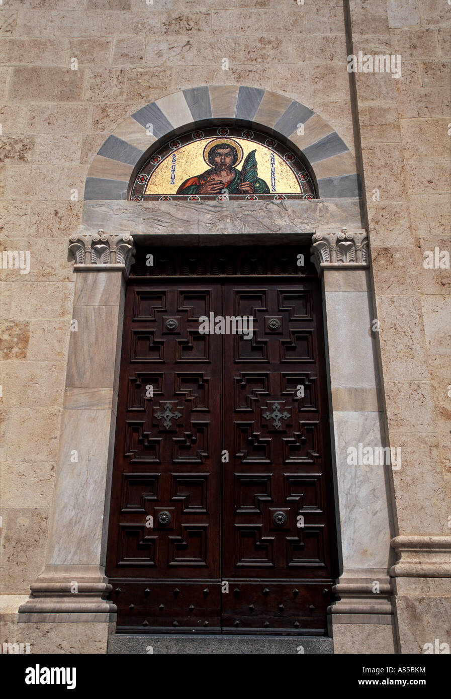 The main entrance to the Cattedrale Santa Maria del Castello at ...