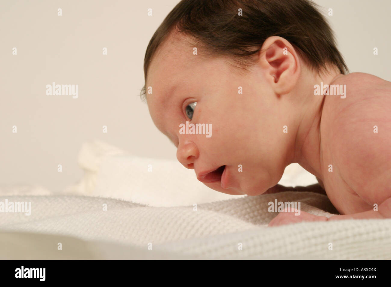 Baby Lifting Head Stock Photo - Alamy