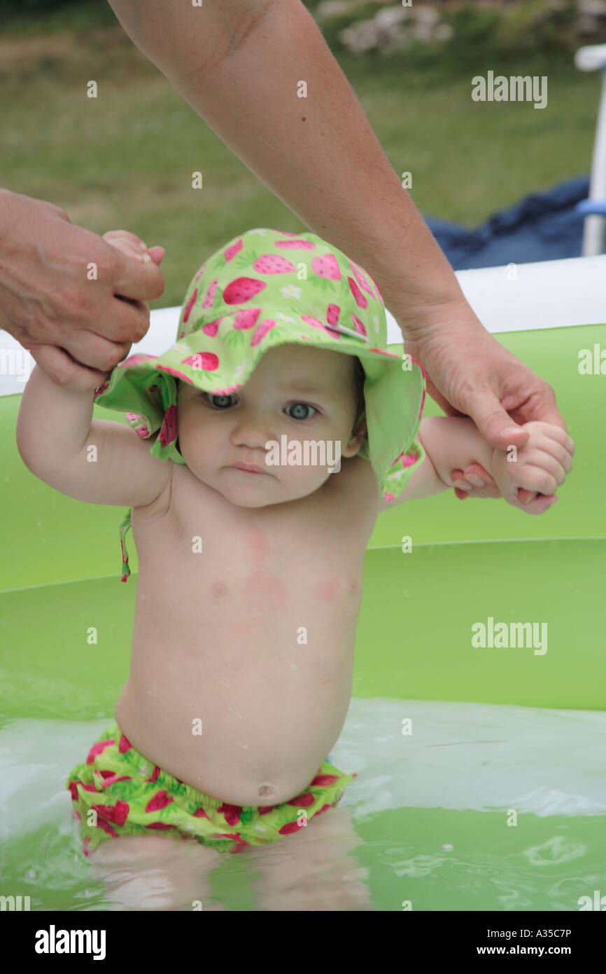 Baby in Wading Pool Stock Photo - Alamy
