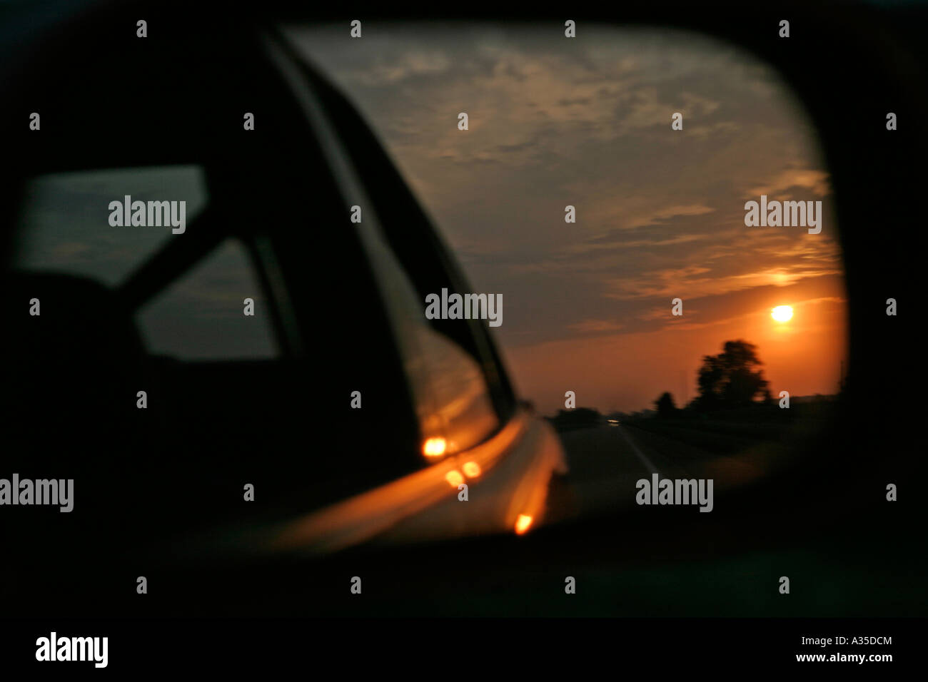 Rearview mirror sunset view hi-res stock photography and images - Alamy